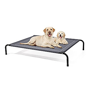 Eterish Elevated Bed for Small, Medium, Large Dogs and Pets, Raised Bed with Durable Frame and Mesh, Dog Cot with Rubber Feet for Indoor and Outdoor Use, Black