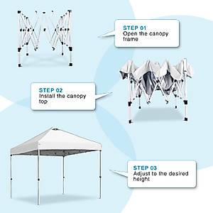 CAJECUS 8' x 8' Pop Up Canopy with Air Vent on The Top, Durable Easy Beach Canopy Tent, Waterproof Outdoor Canopy with 3 Adjustable Height, Roller Bag, 4 Sand Bags, 4 Ropes and 8 Stake