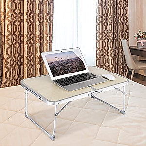 Foldable Laptop and Bed Table with Storage, Portable Mini Lap Desk for Legs, Ideal for Study, Reading, Picnic, Breakfast,and More (Wooden)