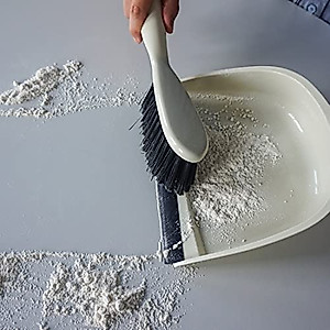 CQT Mini Dustpan and Brush Set Clean Tool for Pet Hair with Handles Cleaning Tool Kit for Home Shelf Kitchen Office Desk Tabletop Floor and Sofa,White (S001 White)