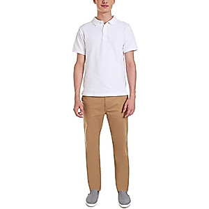 Nautica Young Mens Uniform Short Sleeve Stretch Pique Polo, White, 34/25