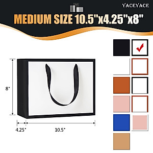 Black and White Gift Bags, YACEYACE 10Pcs 10.5"x4.25"x8" Medium Size Black and White Paper Gift Bags with Ribbon Handles, Wedding Bags,Retail Bags,Party Bags, Birthday Bags, Black Gift Bags Bulk White Gift Bags White Paper Shopping Bags