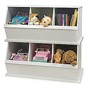 Stackable Wooden 3 Bin Open Storage Toy Organizing Cubby