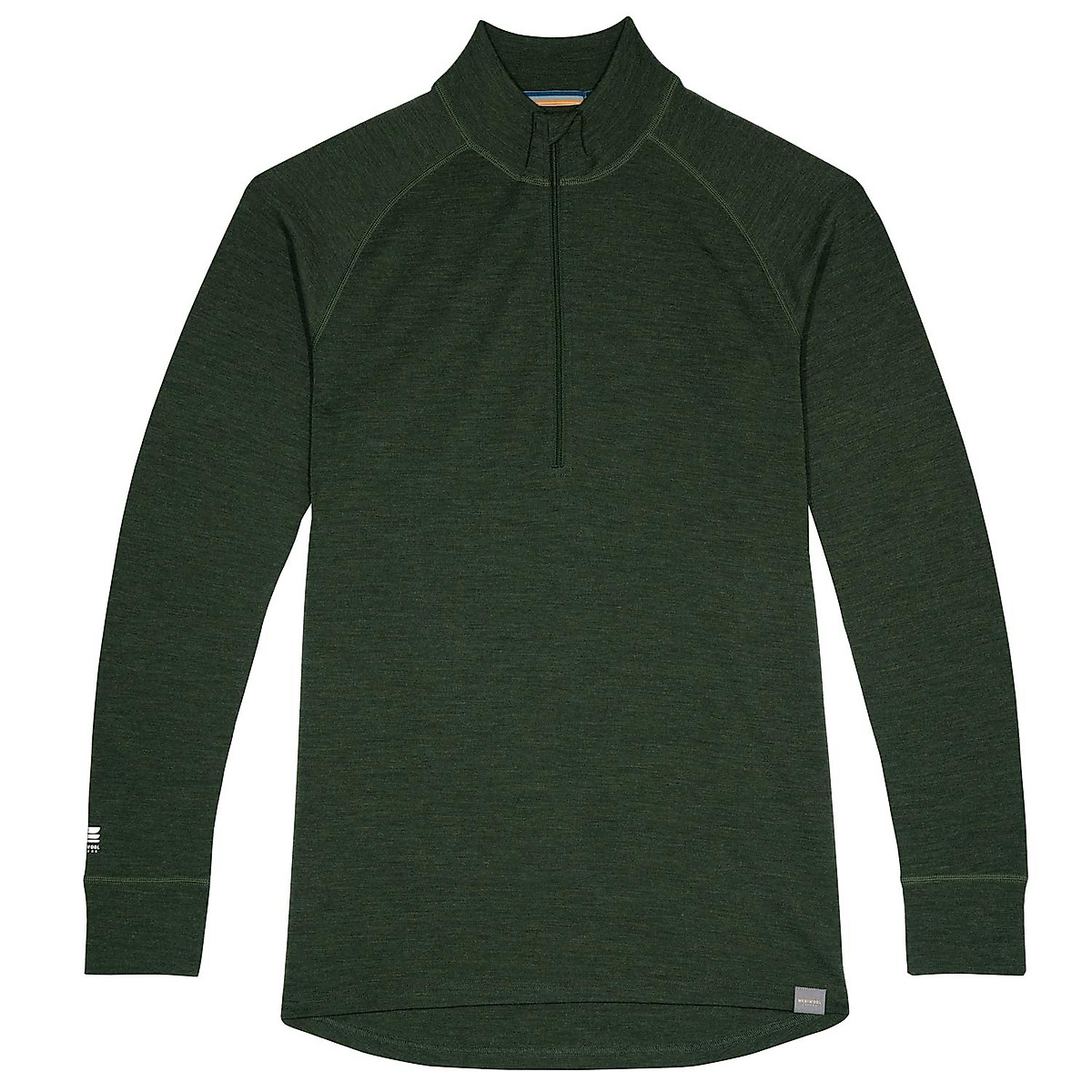 MERIWOOL Mens Base Layer 100% Merino Wool Midweight 250g Half Zip Sweater for Men Army Green