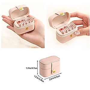 VOMNA Travel Jewelry Ring Case,Small Jewelry Ring Box,Ring Holder,Mini Travel Jewelry Case Portable Ring Storage Case,Gifts for Women Girls, for Travel,Business,Wedding,Bridesmaid Gift(Pink)