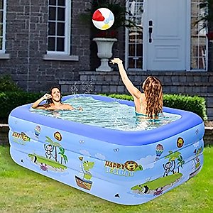 Inflatable Swimming Pool, Inflatable Pool for Kids and Baby, 71 x 55x 23.6 Inch Thickened Family Inflatable Lounge Blow Up Pool for Toddlers, Outdoor, Garden, Backyard, Summer Water Party