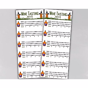 Halloween Themed wine tasting card scorecard for blind wine tasting party. Wine score card rating sheet for party, bachelorette party, girls night out party. Wine theme party tasting mat for wine.