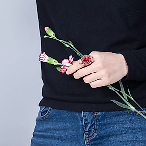 CKHAO Women Ring - Big Size Antique Gold Plated Turkish Style Red Gemstone Vintage Ring Women Jewelry J0769RED (8)