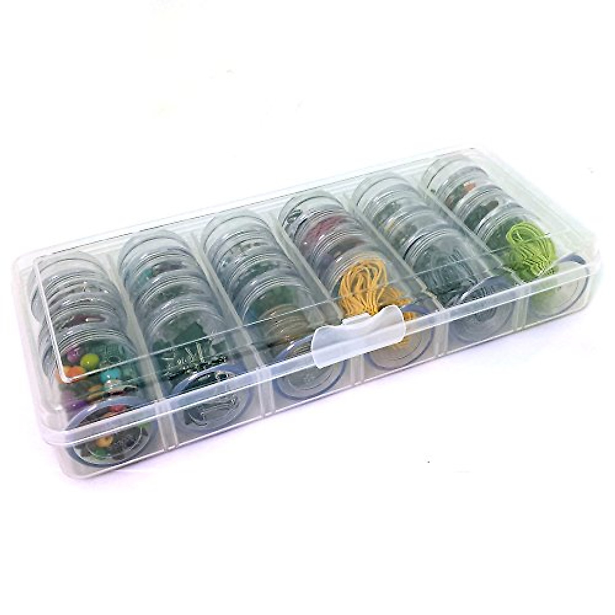 Paylak Storage Box 24 Round Individual Screw Top Containers Multi-functional Organizer For Crafting Sewing Beads Jewelry Buttons