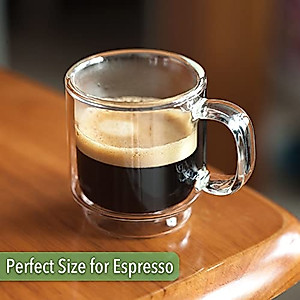 BTaT- Small Stackable Espresso Cups, Demitasse Cups, Set of 6 (2.0 oz, 60 ml), Glass Coffee Mugs, Double Wall Glass Cups, Clear Coffee Cup, Tea Glass, Espresso Glass, Mother's Day Gift