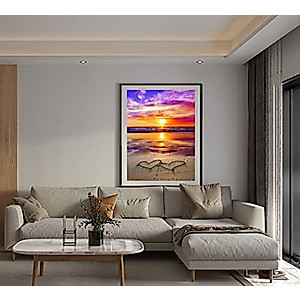 CHWGLFGG 4 Pack Diamond Painting Kits for Adults Beginners,DIY 5D Beach Landscape Diamond Art Kits,Round Full Drill Seaside Sunset Scenery Gem Art Kit,Home Wall Decor 9.8 x 13.8 Inch