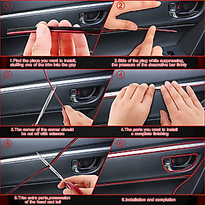 25 Pack Interior Car Accessories, 32 Feet Car Interior Moulding Trim, 20 Car Vent Trim Strips and 4 Car Cup Holder Decorative Filler Insert Strip Auto Non Slip Insert with Scraper (Red)