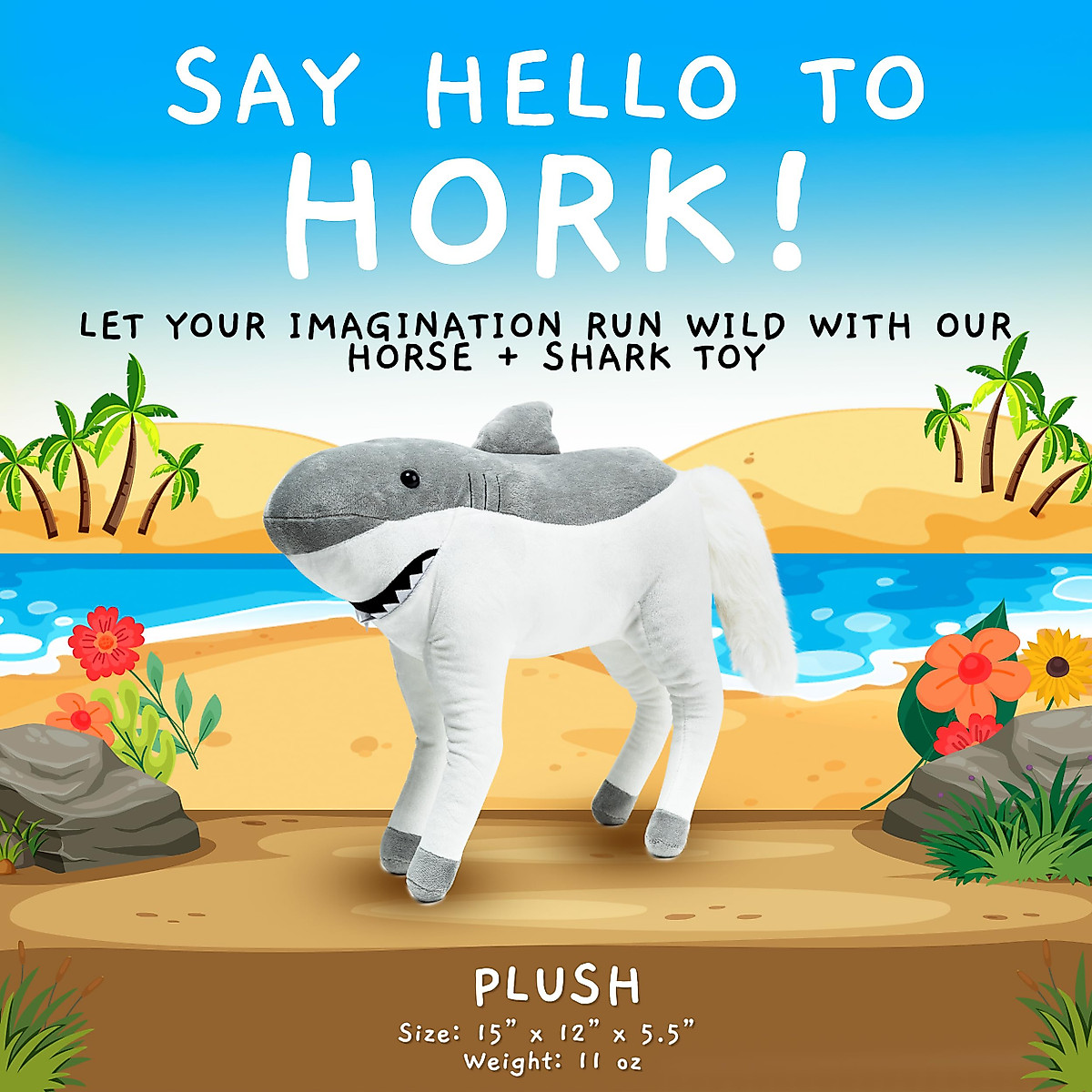 Randimals Plush Toy Stuffed Animal Mix - Horse & Shark Hybrid Stuffed Animals for Girls & Boys - Huggable & Soft Animal Characters Cute Plushies - Unique Toys for Discovery & Adventure