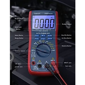 AstroAI Digital Multimeter and Analyzer TRMS 6000 Counts Volt Meter Ohmmeter Auto-Ranging Tester; Accurately Measures Voltage Current Resistance Diodes Continuity Duty-Cycle Capacitance Temperature