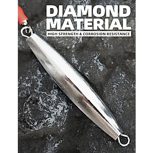 BLUEWING Diamond Jigs Fishing Saltwater Lure with Split Tube Tail and Stainless Steel Hook, 3oz, Red, 1pc