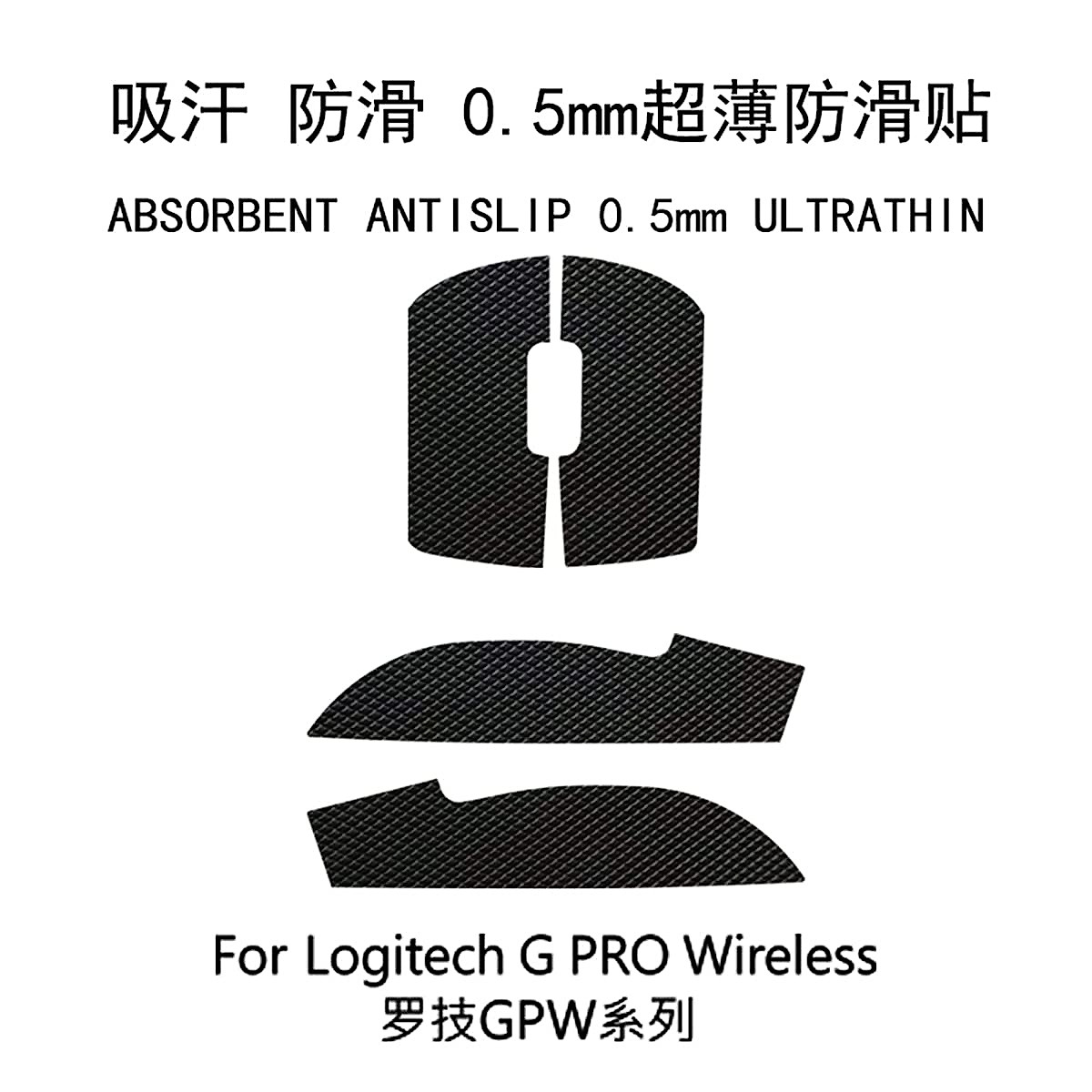 Mouse Anti-Slip Grip Tape, Grips Stickers for Logitech G PRO Wireless Gaming Mouse, Elastics Refined Side Grips Sweat Resistant Pads/Anti Sweat Paste, Cut to Fit Black