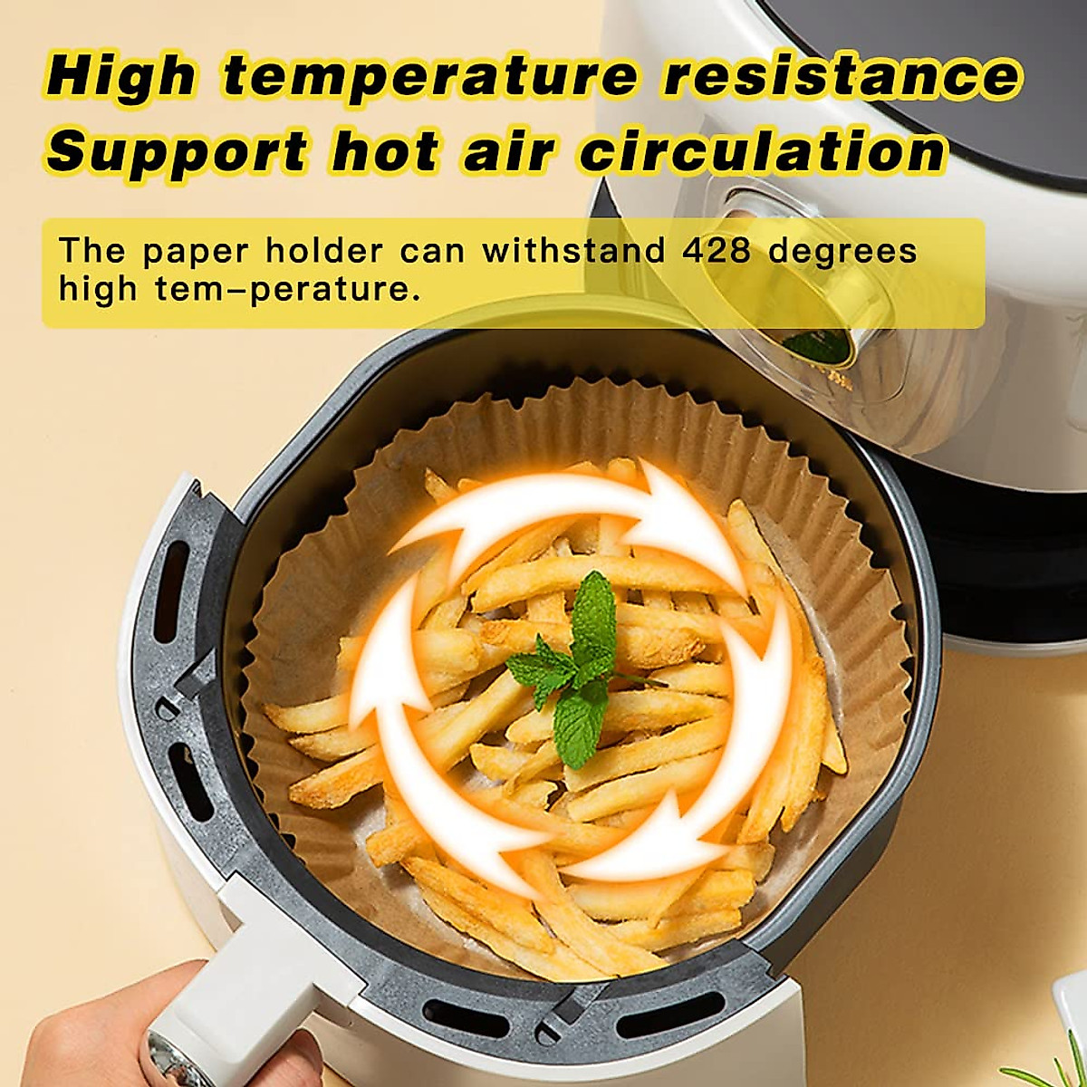 DOTTI VEN Air Fryer Disposable Parchment Paper Liner: 6.3 or 7.9 Inch 100PCS Round Unbleached Silicone Paper for 4QT to 10QT Airfryer Toaster Oven Basket (6.3Inch（100PCS）), Primary color