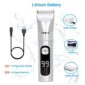 Professional Hair Clippers for Men Kids Family Waterproof Hair Trimmer Cordless Rechargeable Led Display Hair Cutting Rechargeable Electric Hair Trimmer