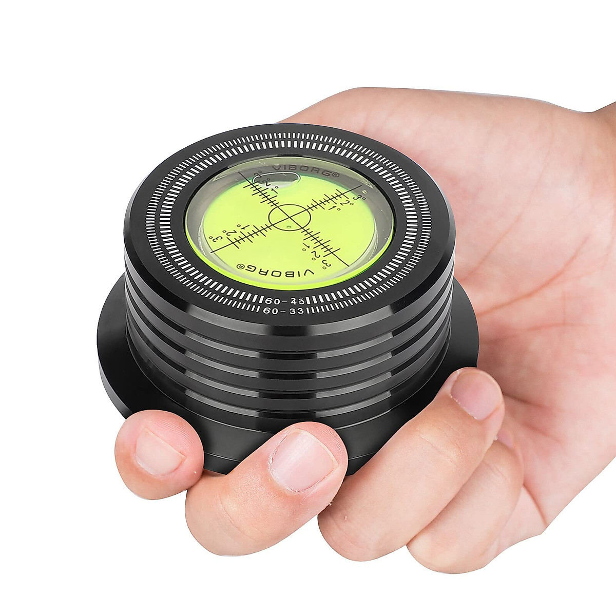 Viborg LP628B Record Weight Stabilizer, Turntable Level and Strobe Scale All-in-one, 280G LP Disc Stabilizer Vinyl Clamp for Phonograph (60Hz, Black)