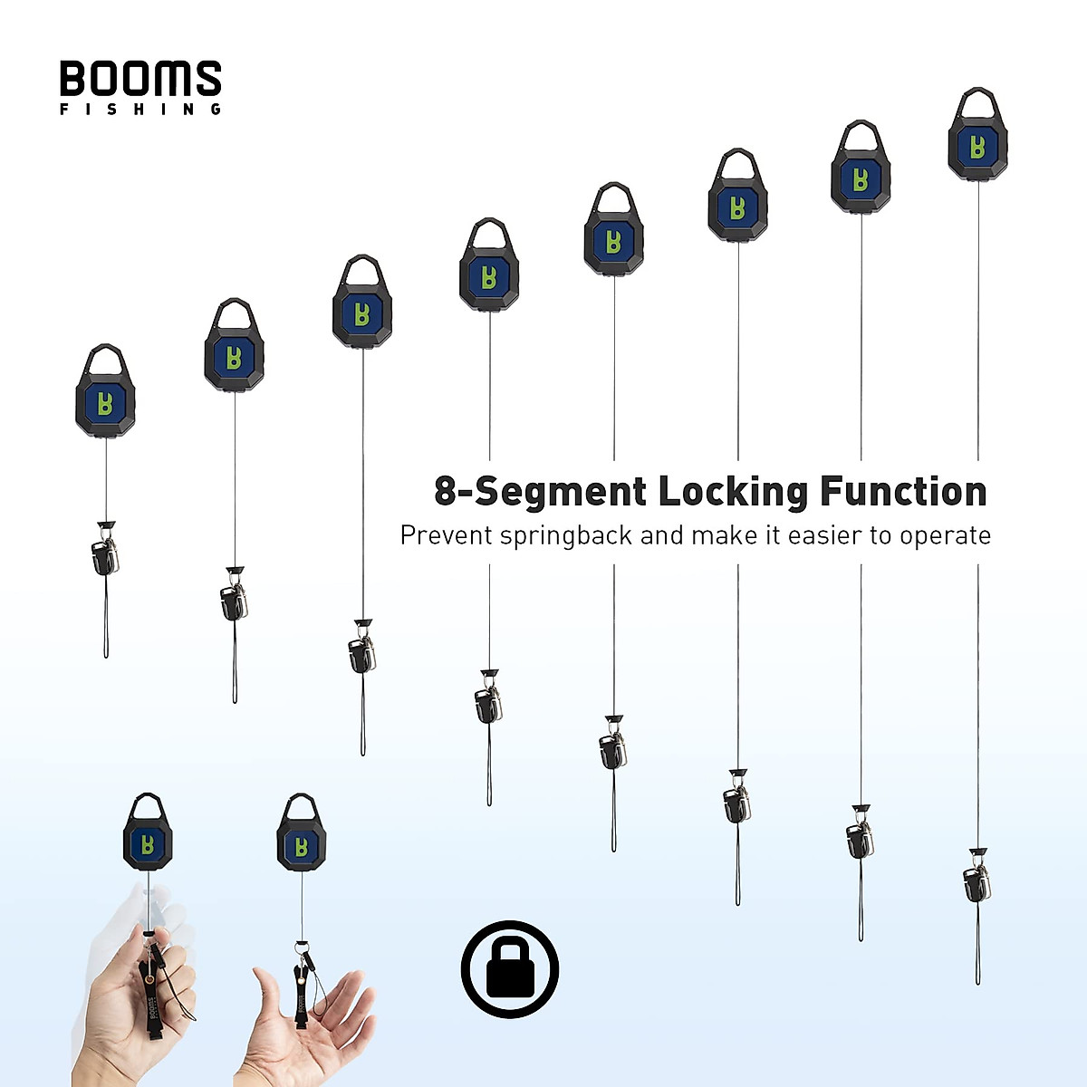 Booms Fishing RG4 2-Pack Fly Fishing Retractor, Locking Retractable Gear Tether, Heavy Duty Retractable Keychain with 27.5” Steel Retractable Cord, 7.7oz Black