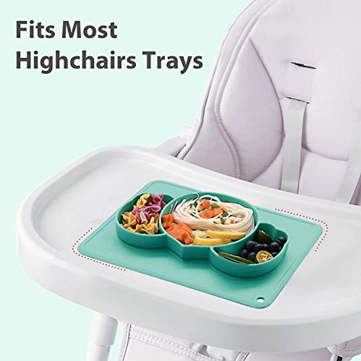 Silicone Baby Suction Plate, Non-Slip Feeding Placemat for Babies Infants Toddlers Kids Dishes, Stick to High Chair Trays and Table,Microwave Dishwasher Safe (Cute Koala, Baby Green)