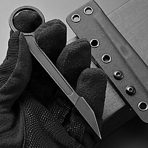 Ccanku C1104 Fixed Blade Knife D2 Blade+Stainless Steel Handle Fixed Blade Knife for Hunting, Survival, Camping Outdoor Utility Knife with K Sheath