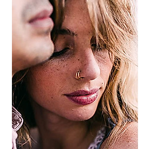 SkullParty Zifoan 5 pairs Nose Rings Hoop 20 Gauge Non Piercing Stainless Steel Clip-on Fake Nose Ring Body Jewelry (10PCS Inner Diameter: 5/16 (8mm))