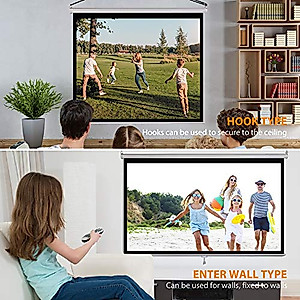 VIVOHOME 120 Inch Manual Pull Down Projector Screen, 1:1 HD Retractable Widescreen for Movie Home Theater Cinema Office Video Game