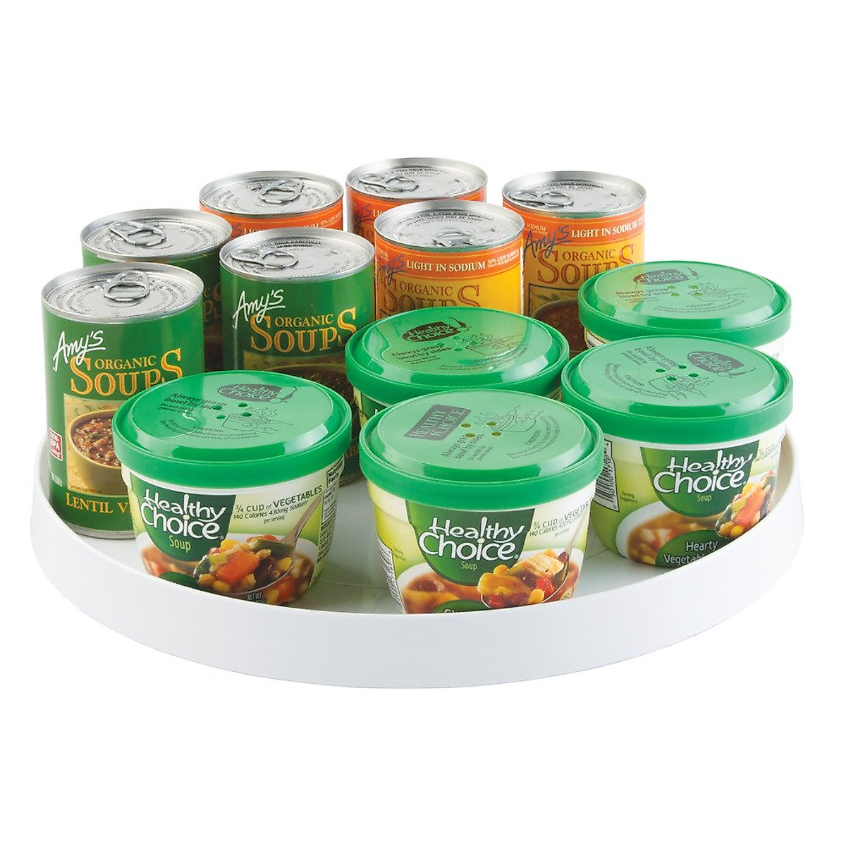 iDesign Linus Lazy Susan Turntable Spice Organizer Rack for Kitchen Pantry, Cabinet, Countertops - 14", White