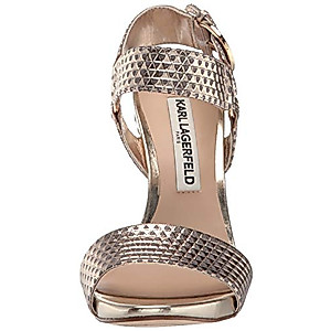 Karl Lagerfeld Paris Women's Cieone Dressy Heeled Sandal, Gold Triangle Metallic, 7.5
