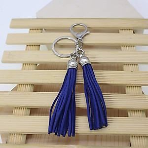 PAMIR TONG 100pcs Faux Suede Leather Bulk Sets Tassels for Decorations, Key Chain, Earring, Cellphone Straps,Jewelry Accessories,DIY Craft (Silver, Keychain)