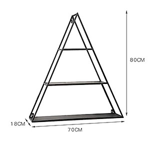 XJJZS 3 Tier Triangular Matte Black Metal Display Shelf, Wall Mounted Pyramid Rack