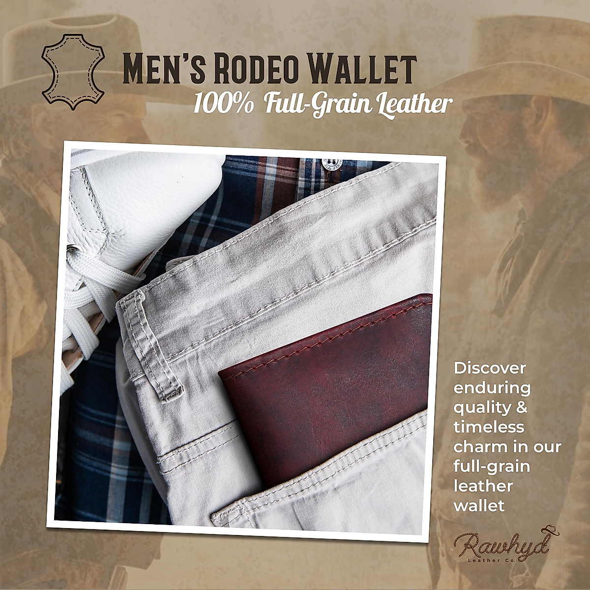 RAW HYD Long Wallets for Men Leather (RFID Blocking), Mens Long Wallet & Checkbook Wallet - Western Wallets for Men