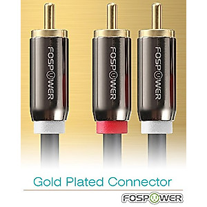 FosPower RCA Y-Adapter (6 Feet), 1 RCA Male to 2 RCA Male Y Splitter Digital Stereo Audio Cable for Subwoofer, Home Theater, Hi-Fi - Dual Shielded | 24K Gold Plated