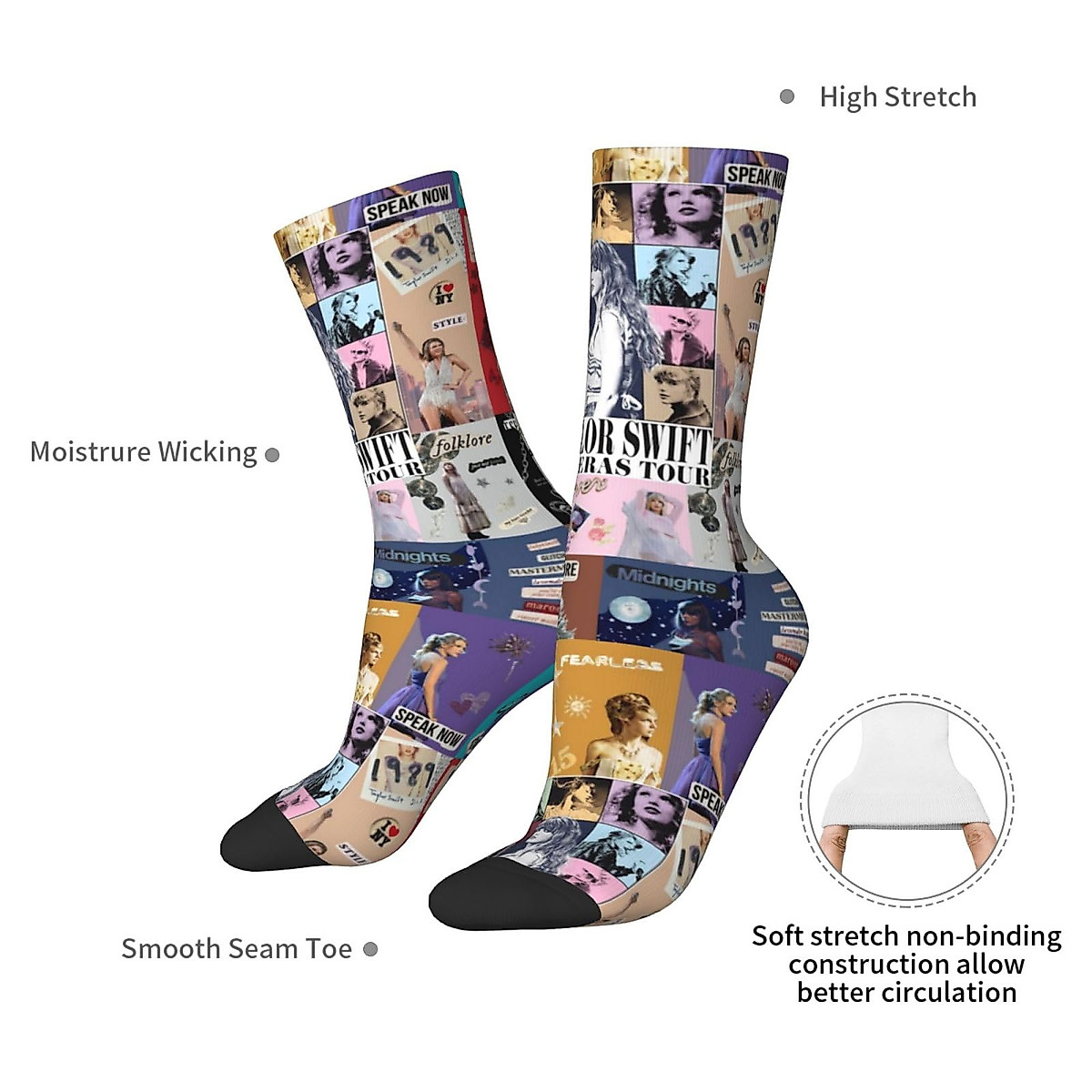 Singer Cool Socks For Men Women Fun Novelty Crew Socks