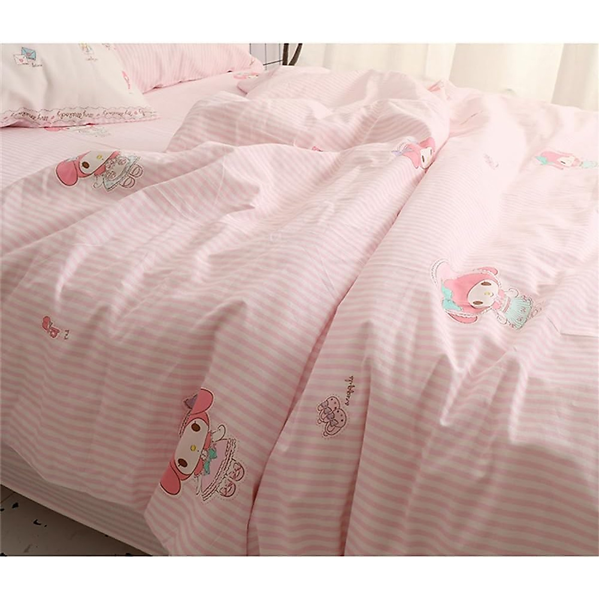 MeganJDesigns 3 Pieces Anime My Cute Melody Duvet Cover Set Melody Quilt Cover with Two Pillowcases,Twin