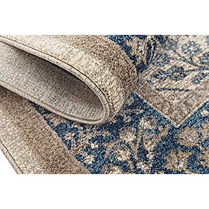 Unique Loom Salzburg Collection Area Rug - Gneis (5' Square, Cream/ Light Blue)