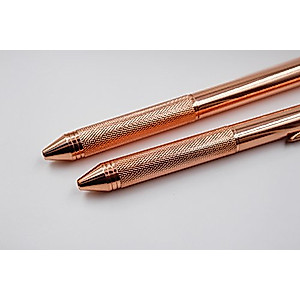 JASON YUEN 2PCS PACK 4 in 1 Multi-Function Pen 4 Colors Pen with 0.5mm Mechanical Pencil and Black/Red/Blue Ballpoint Pen in Gift Package (2PCS PACK, Rose gold)