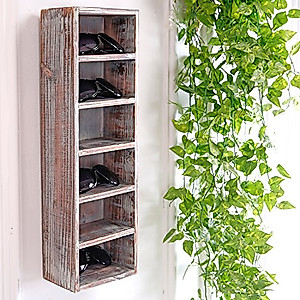 MyGift Wall Mounted Rustic Solid Torched Wood Sunglasses Holder Organizer Shelf, Freestanding Vertical Eyewear Retail Display Rack, Holds 6 Pairs