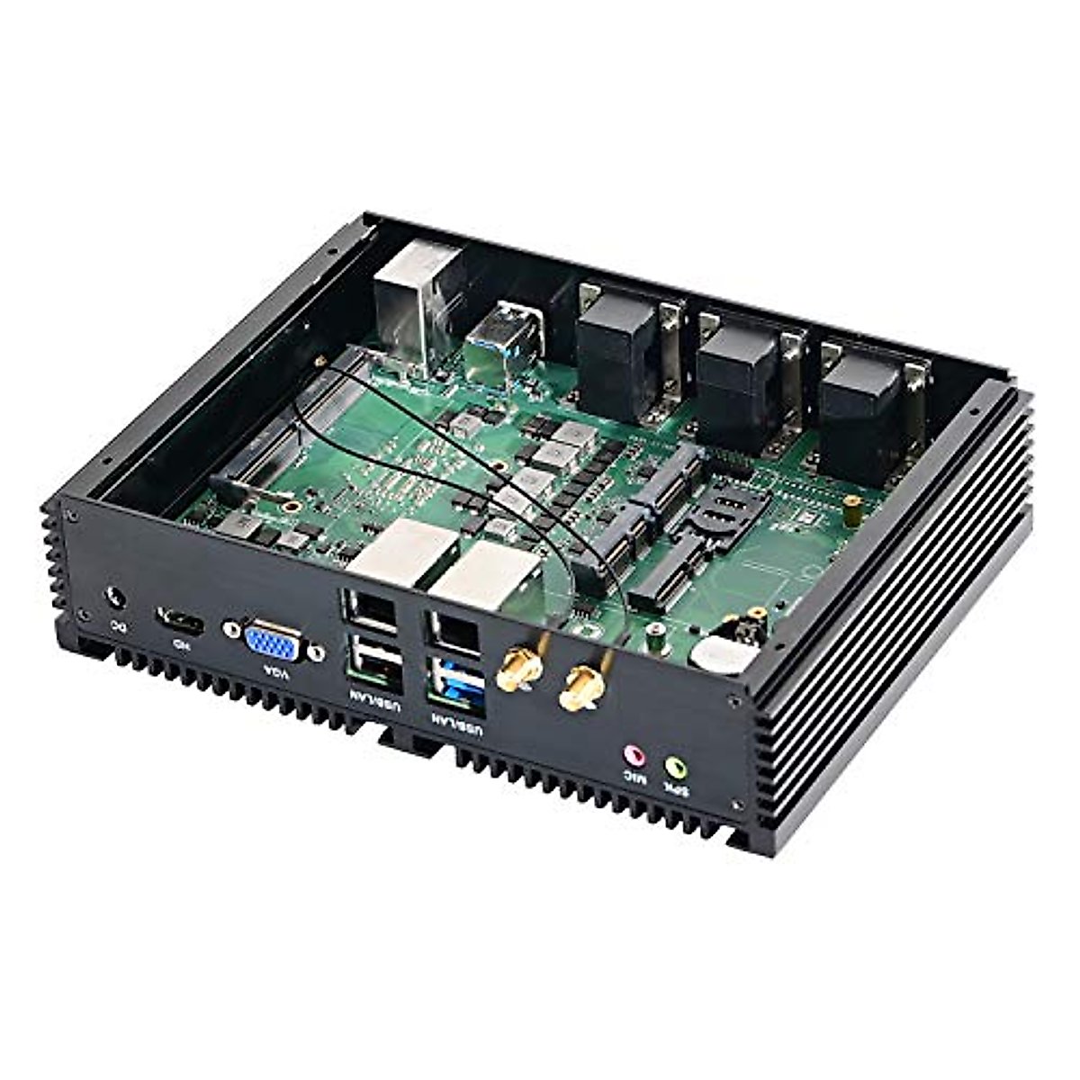 HUNSN Industrial Computer, IPC, Fanless Mini PC, Windows 11 Pro or Linux Ubuntu, I7 10510U 10810U, IM07, GPIO, Watchdog, WOL, SIM Slot, 2 x LAN, 6 x COM, 32G DDR4 RAM, 256G SSD, 1TB HDD