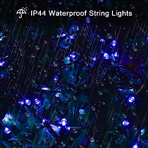 U/C Solar String Lights Outdoor, 100 LED 8-Lighting Modes Solar Fairy Lights, Waterproof Solar Christmas Lights for Garden, Party, Home Decoration (2-Pack, 72ft, Blue)