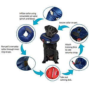 Calm Paws Behavior Support Protective Inflatable Collar Large w/Dog Calming Disc