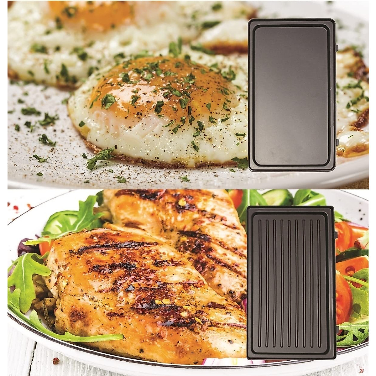 Total Chef 4-in-1 Waffle Maker, Indoor Grill, Sandwich Maker, Panini Press, Electric Griddle, Toaster, Removable Non-Stick Cast Iron Plates, Perfect for Grilled Cheese, Breakfast, Omelets