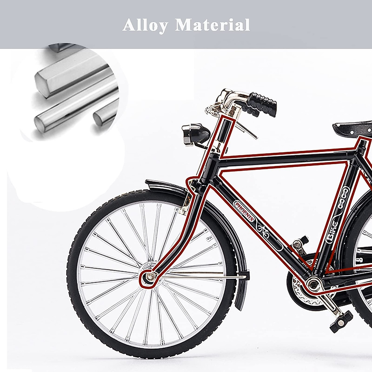 Japelessor 51 PCS Retro Bicycle Model Ornament for Kids - DIY Bicycle Model Assembled (B-Green)