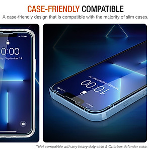 Trianium Tempered Glass Screen Protector Compatible for iPhone 13 Pro Max (2021), 3 Pack HD Glass 9H Film (w/Alignment Case Tool included)