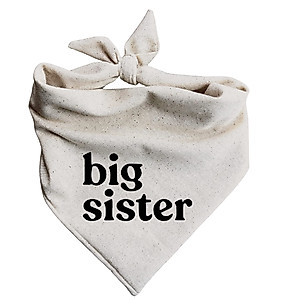 Dog Bandana Pregnancy Announcement Big Sister Baby Reveal Oatmeal Cream Minimal Neutral Color Announcement to Family (Medium)