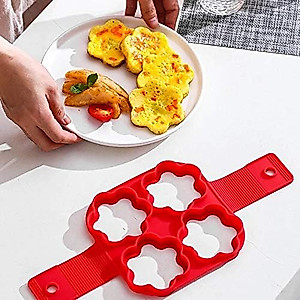 Silicone Non Stick Fantastic Seven Holes Egg Pancake Maker Ring Kitchen Baking Omelet Moulds Flip Cooker Egg Ring Mold (7-ROUND)