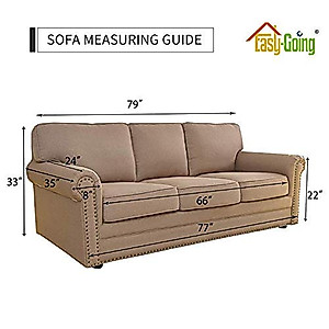 Easy-Going Reversible Couch Cover for 3 Cushion Couch Sofa Cover for Dogs Water Resistant Furniture Protector Cover with Foam Sticks Elastic Straps for Pet Cat (Sofa, Coffee/Ivory)