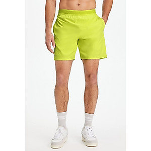 Fabletics Men's The Fundamental Short (Lined), Workout, Running, Training, Gym, Yoga, Ultra Lightweight, Athletic, 7" Inseam, XL, Zest