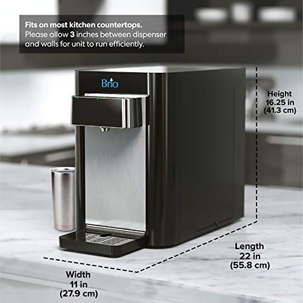 Brio Countertop Bottleless Water Cooler Dispenser with 2 Stage Filtration, Self Cleaning - 2 Stage Water Filters Included